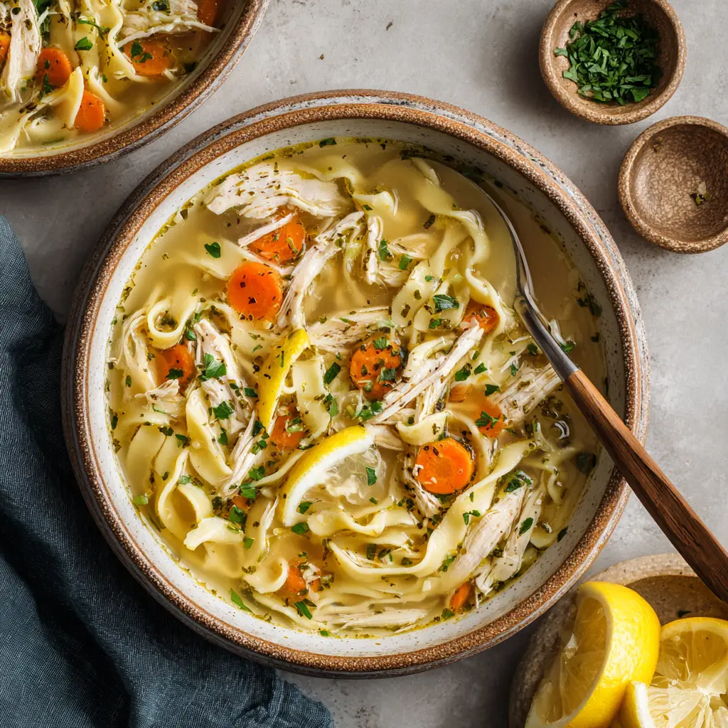 lemon chicken noodle soup